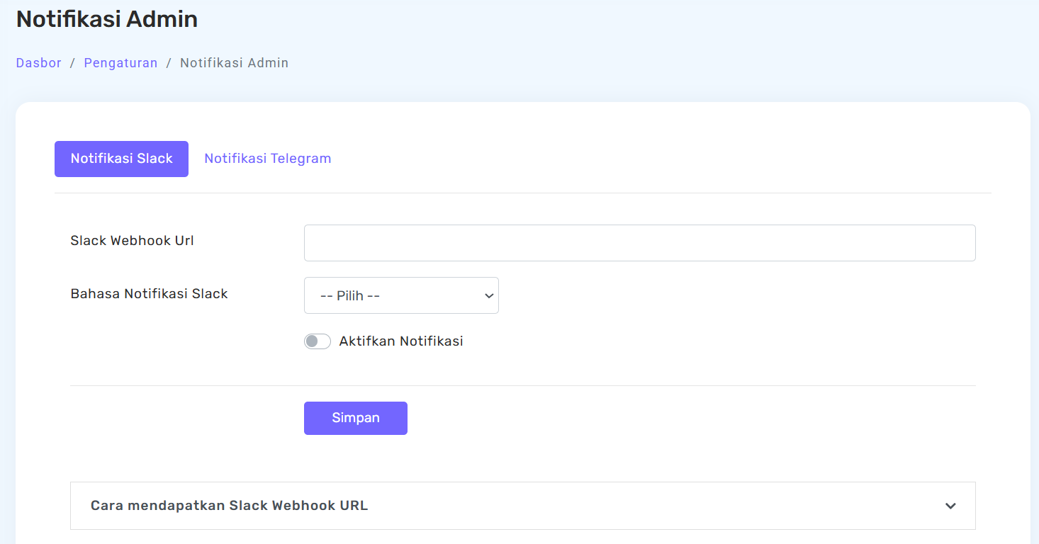 Notifikasi Admin Panel Kerjoo Melalui Slack & Telegram